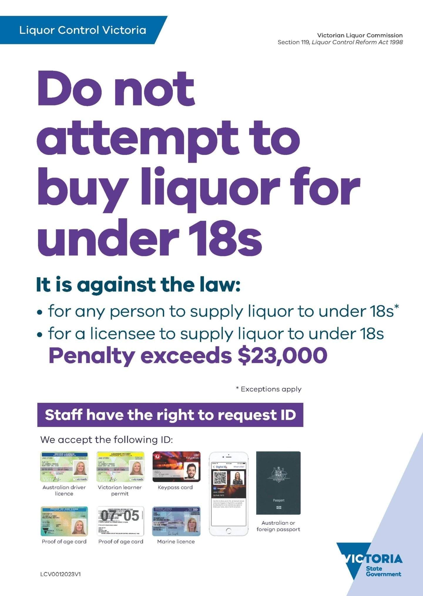 Signs to display where customers buy alcohol | vic.gov.au