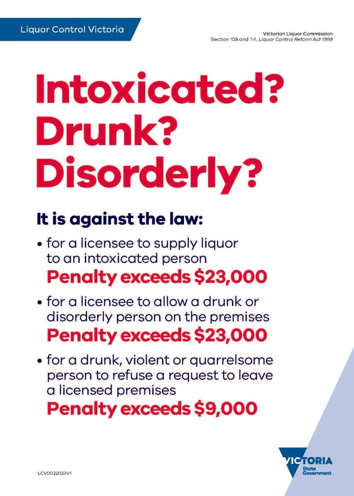 Signs to display where customers buy alcohol | vic.gov.au