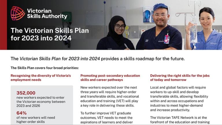 Victorian Skills Plan for 2023 into 2024 fact sheets | vic.gov.au