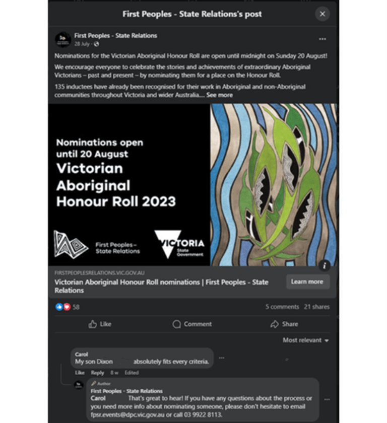 Appendix B – Records keeping example | vic.gov.au